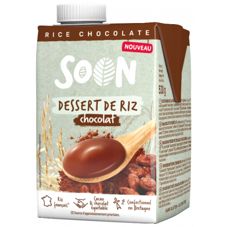 Dessert riz chocolat commerce équitable UHT 530g sans gluten